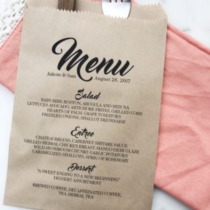 Wedding Menu Bags - SALTED Design Studio